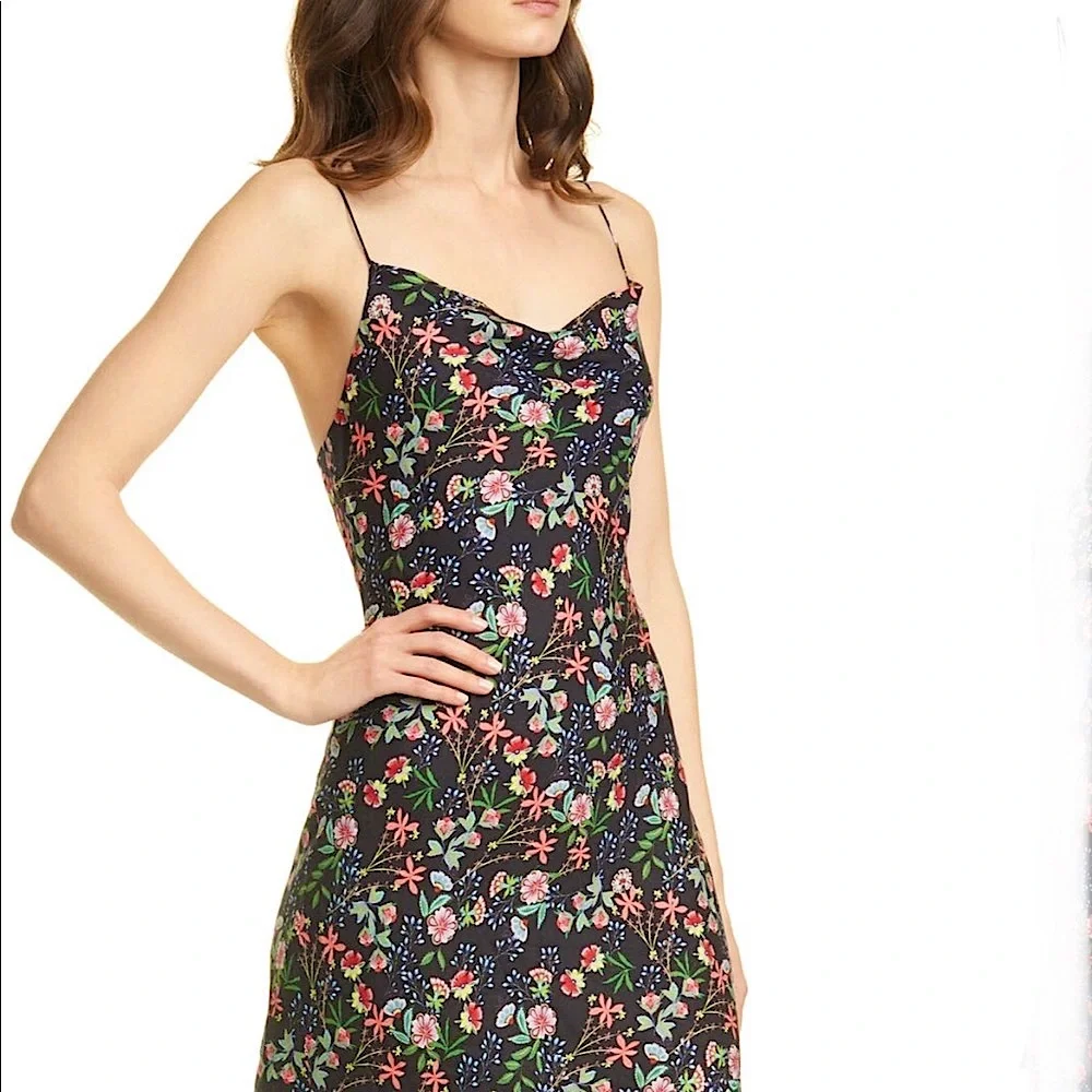 Alice + Olivia | Dresses | Alice Olivia Harmony Black Floral Print Midi ...